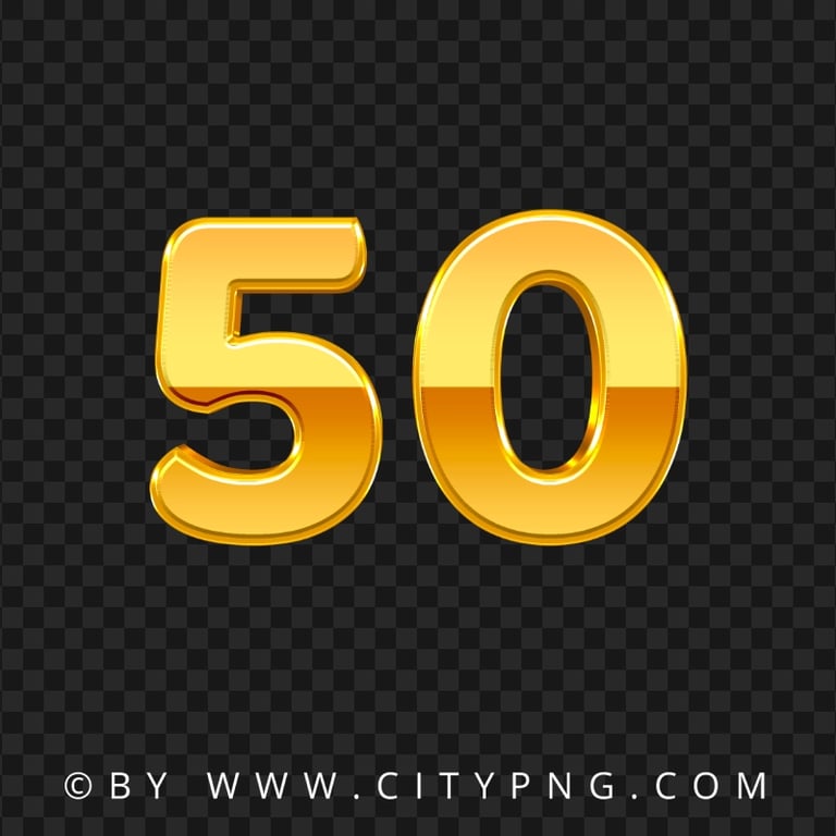50 Gold Text Number HD Transparent PNG | Citypng