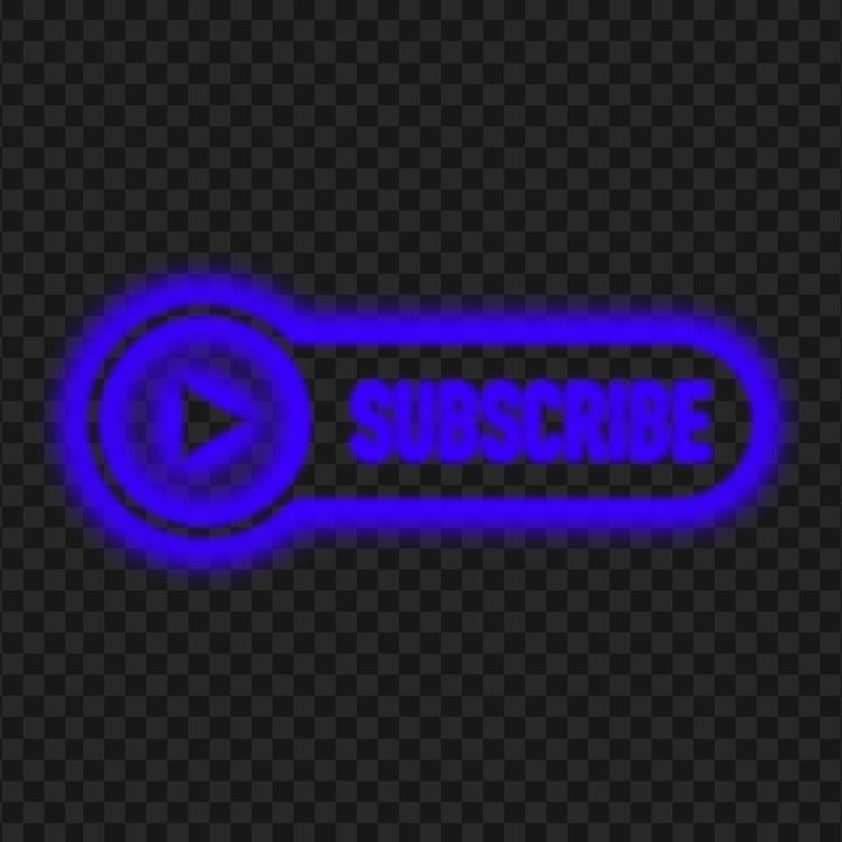 HD Youtube Dark Blue Neon Subscribe Button Logo PNG | Citypng