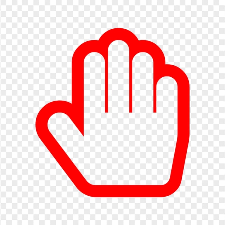HD Stop Hand Outline Red Silhouette Icon Symbol PNG | Citypng