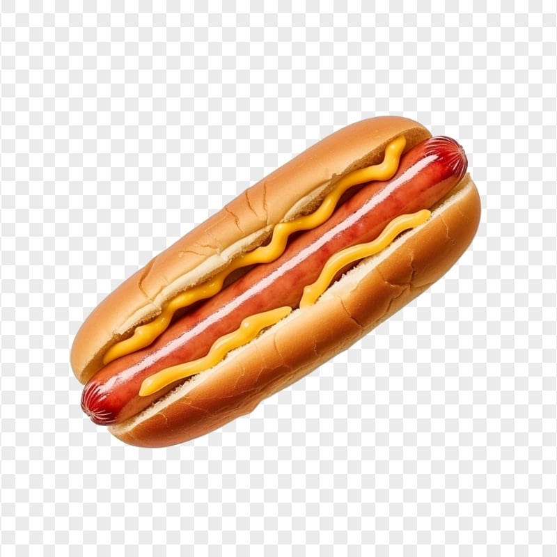 Transparent HD Single Hotdog with Mustard Sauce | Citypng