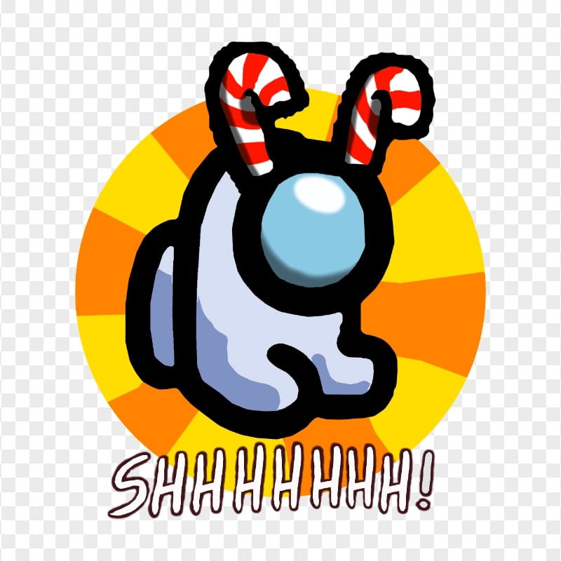 HD White Among Us Mini Crewmate Shhh Logo With Candy Cane Hat PNG | Citypng
