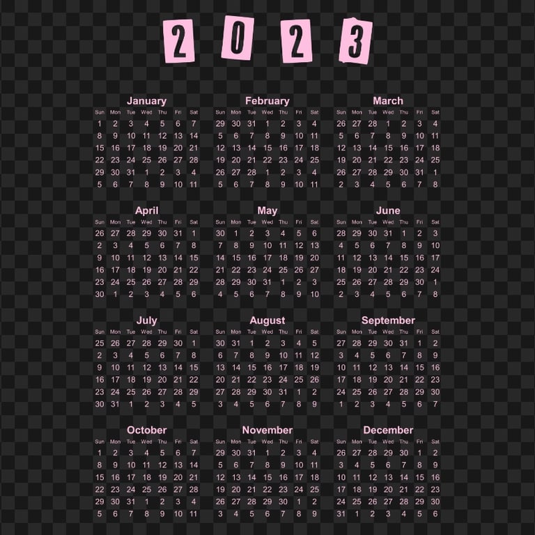 2023 Calendar Pink Colour PNG | Citypng