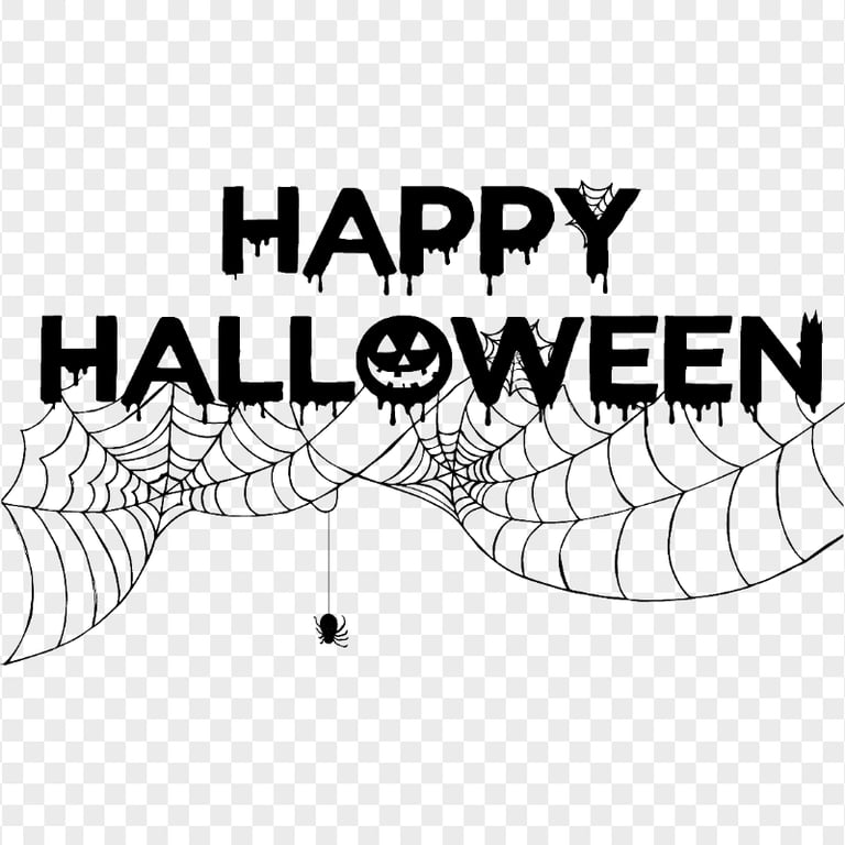 Black Halloween Logo With Spider Web PNG Image | Citypng