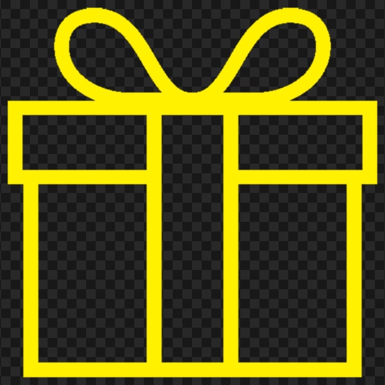 Yellow Line Outline Gift Box Icon | Citypng