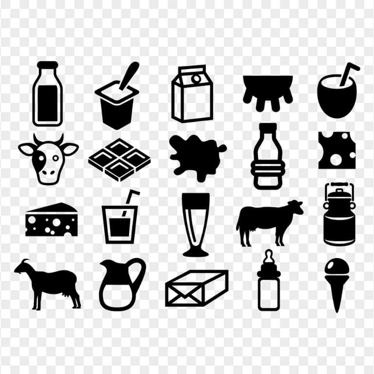 HD White Collection Of Milk Icons PNG | Citypng