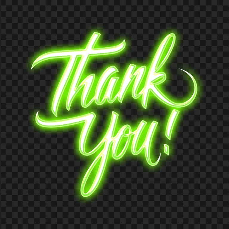 Thank You Neon Green Calligraphy Text Download PNG | Citypng