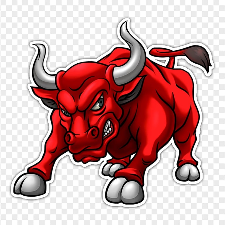 HD Red Angry Bull Cartoon Stickers PNG | Citypng