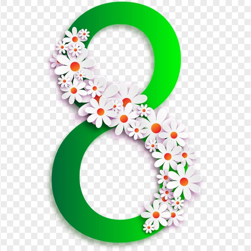 8 Number Vector Green Flowers Art Graphic Design | Citypng