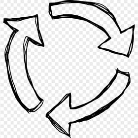 Hand Drawn Outline Three Circular Arrows Cycle | Citypng