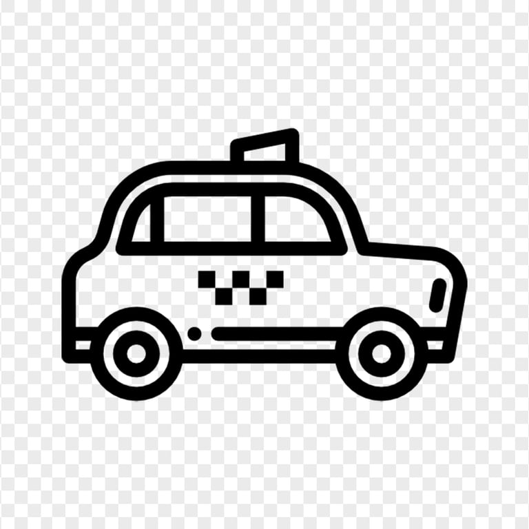 Black Outline Taxi Cab Side View Icon PNG | Citypng