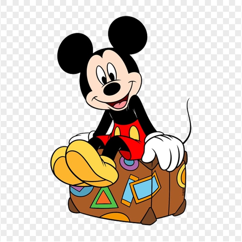 Clipart Mickey Mouse Sitting On Suitcase PNG Image | Citypng