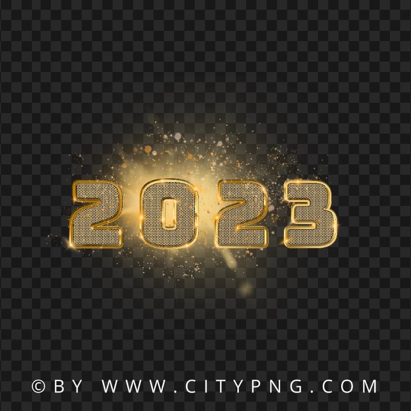 2023 Sparkling Gold Text Design FREE PNG | Citypng