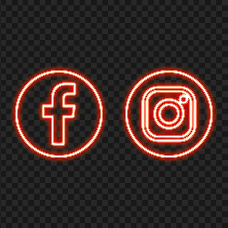 Download Red Facebook Instagram Neon Logo Icon PNG | Citypng