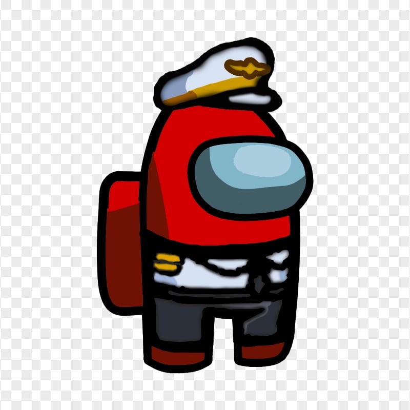 HD Red Among Us Crewmate Character With Captain Costume PNG | Citypng