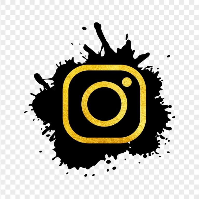 Golden Instagram Logo In Black Brush Stroke Icon | Citypng