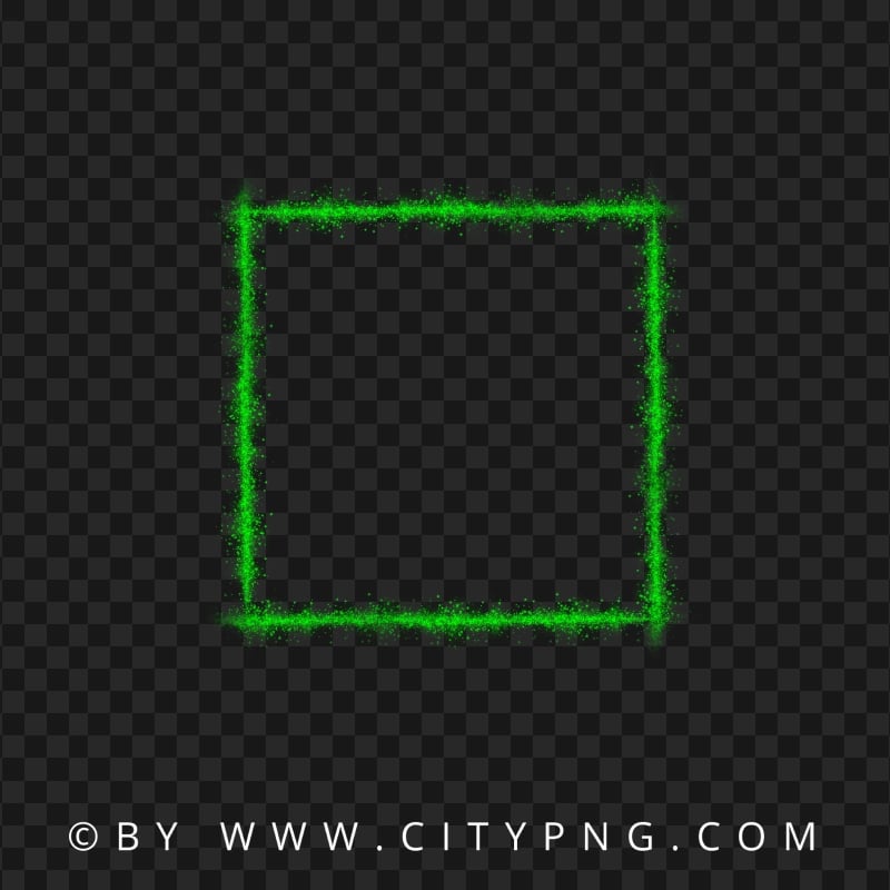 Sparkle Green Glitter Square Frame Border Effect PNG | Citypng