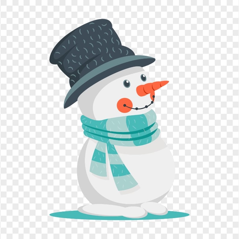 Vector Cartoon Snowman Wearing Hat And Scarf PNG | Citypng