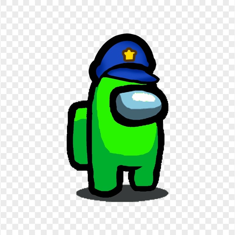 HD Green Among Us Crewmate Character With Police Hat PNG | Citypng