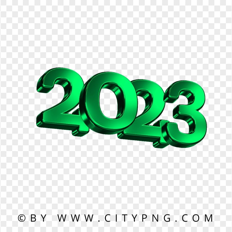 Green 2023 3D Text Logo New Year HD PNG | Citypng