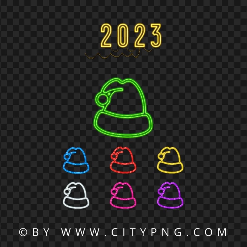 Collection Set Of Neon Colorful Santa Hat HD PNG | Citypng