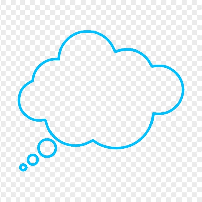 HD Blue Outline Thinking Speech Cloud PNG | Citypng