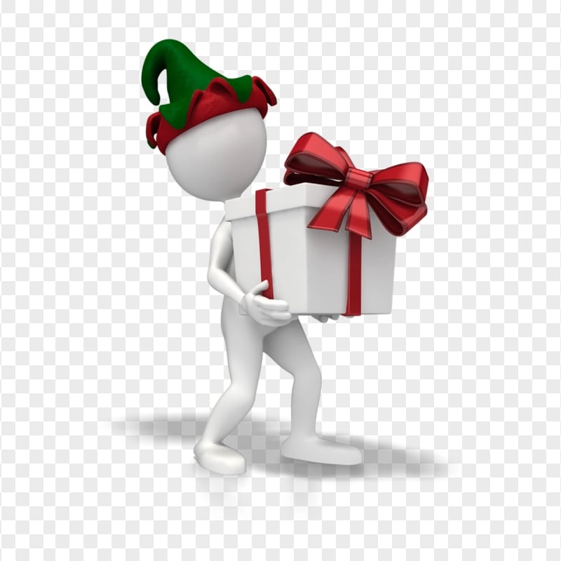 3D White Man Holding A Gift PNG | Citypng