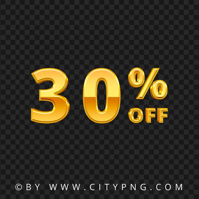 30 Percent OFF Gold Text Sign Logo HD PNG | Citypng
