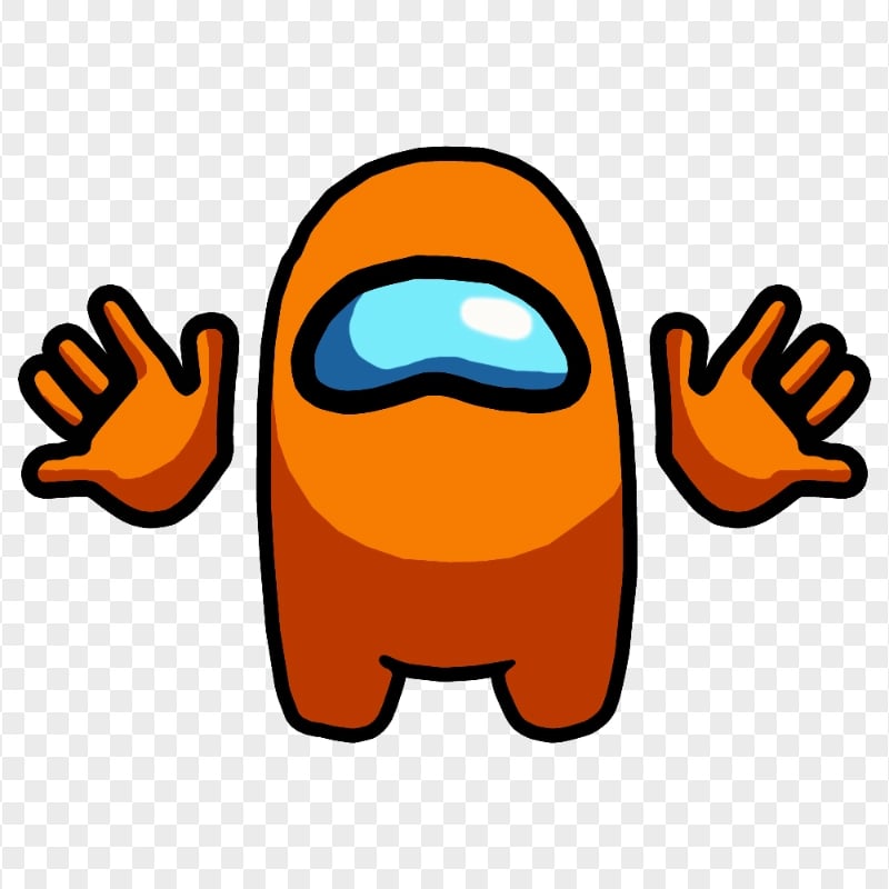 HD Orange Among Us Crewmate Character Front View With Hands PNG | Citypng
