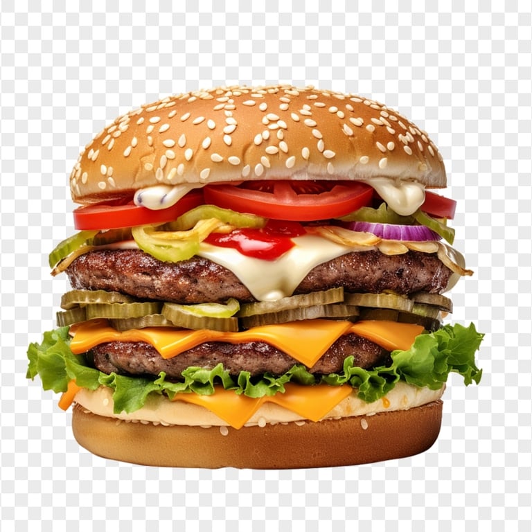 HD Juicy Double Beef Whopper Burger with Lettuce PNG | Citypng