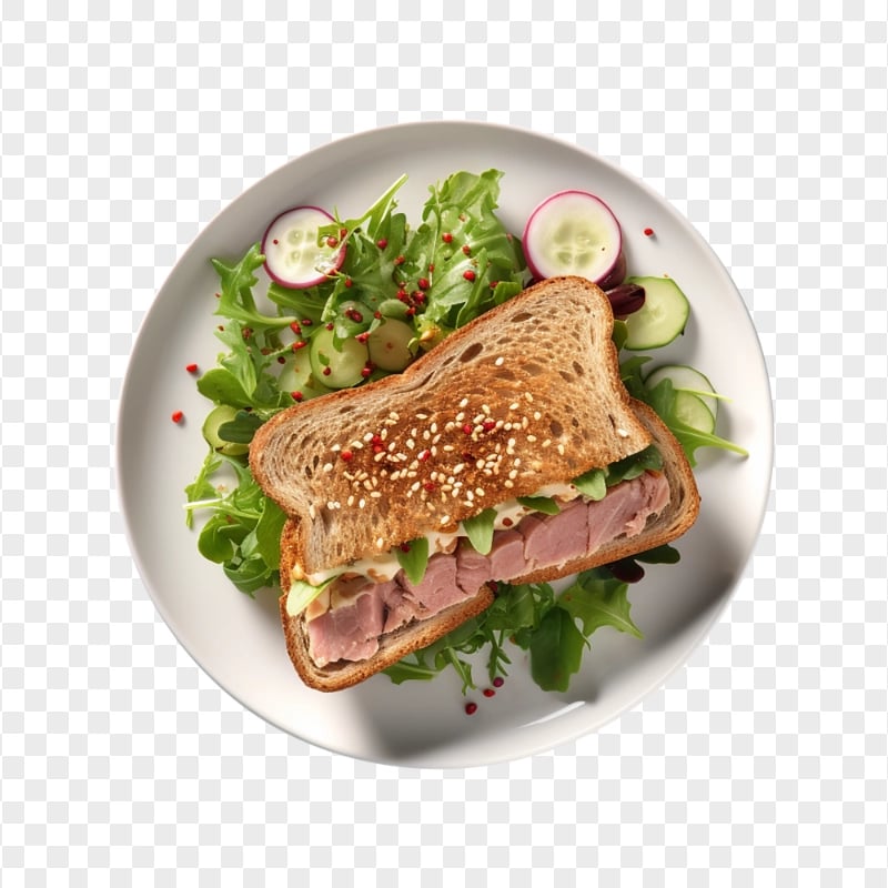 Top View Tuna Fish Sandwich and Veggies HD Transparent PNG | Citypng