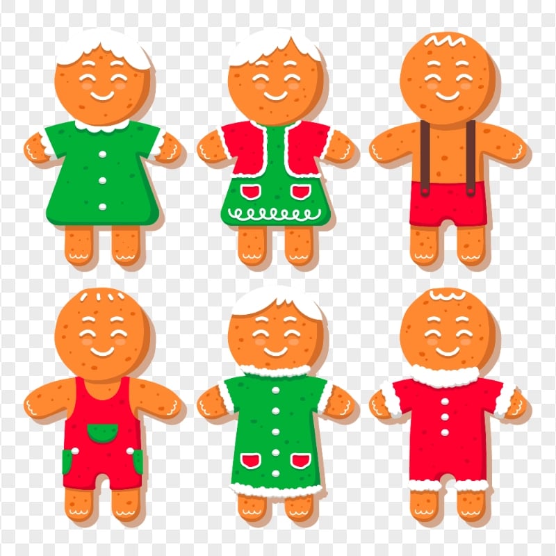 Christmas Gingerbread Vector Cartoon Characters PNG | Citypng