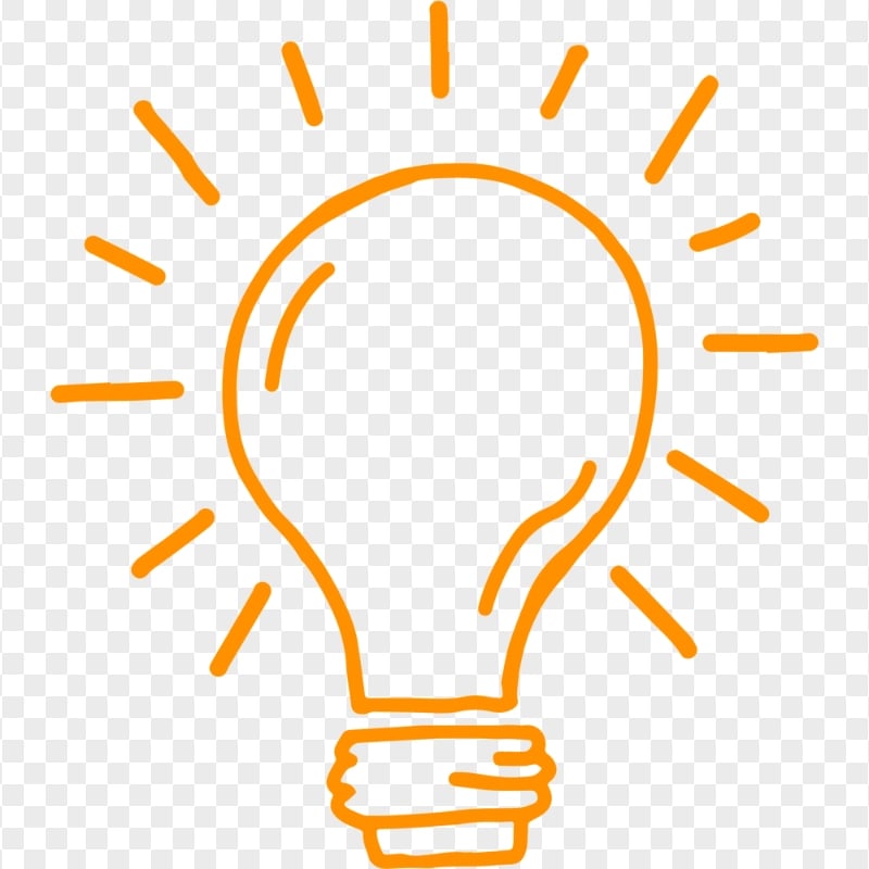 HD Orange Glowing Bulb Idea Clipart Icon PNG | Citypng