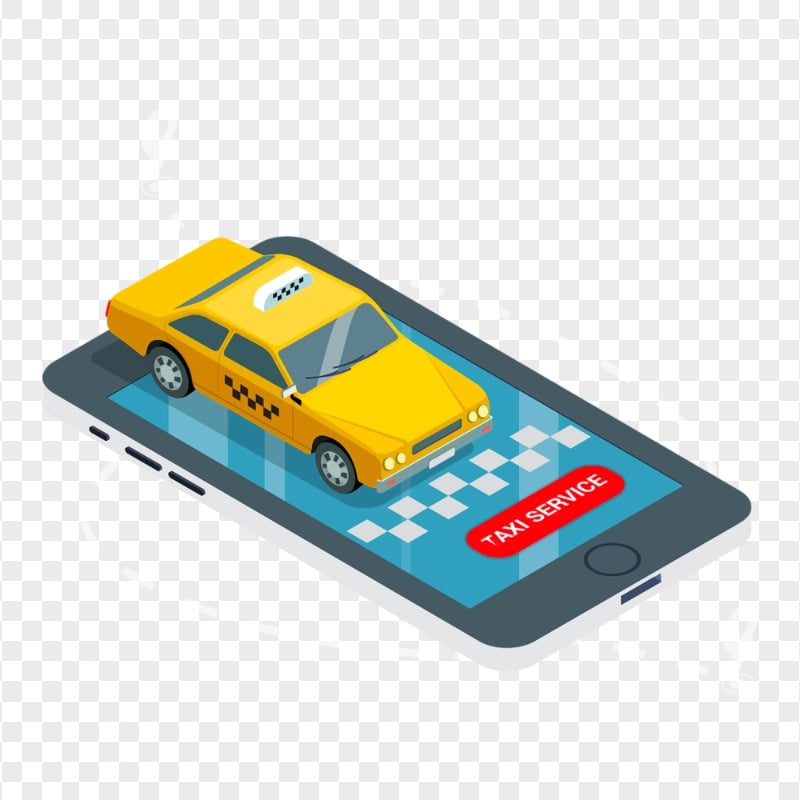Booking Taxi Cab Application Isometric PNG Image | Citypng