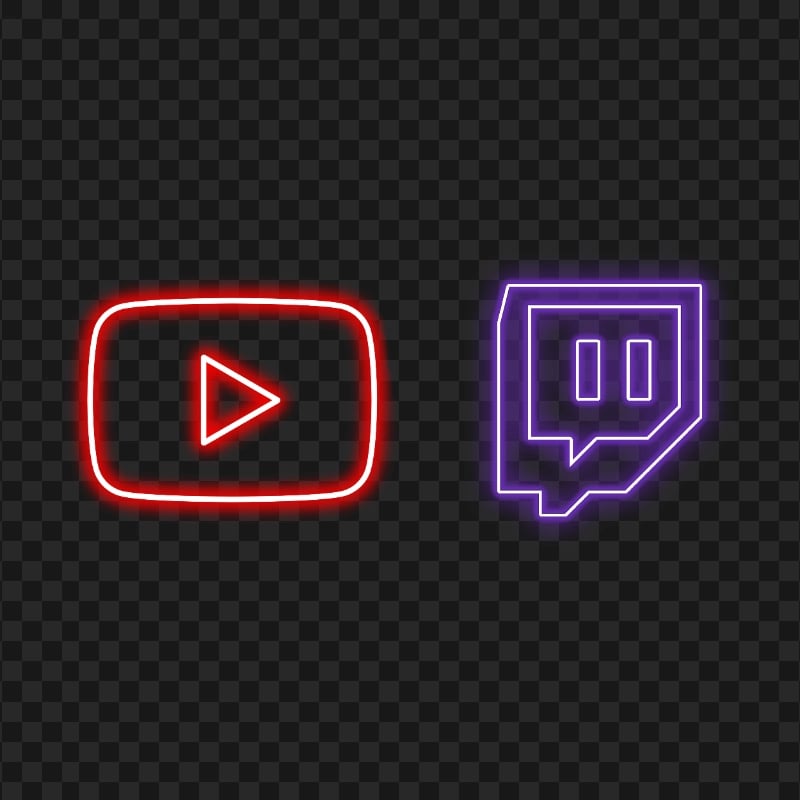 HD Neon Youtube & Twitch Icons Transparent PNG | Citypng