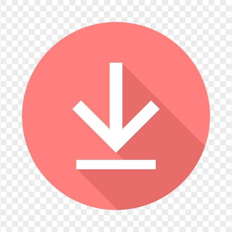 Flat Circle Round Red Download Button Icon PNG | Citypng