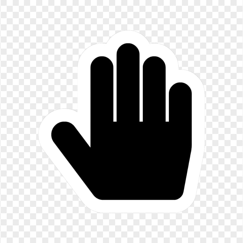 HD Stop Hand Outline Black And White Silhouette Icon Symbol PNG | Citypng