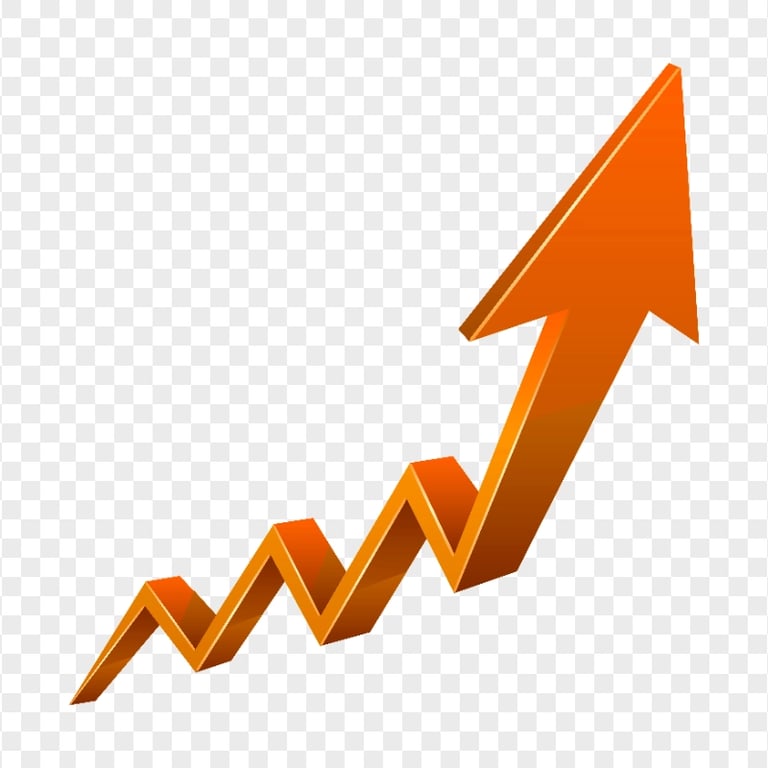 HD 3D Upward Growth Orange Arrow PNG | Citypng