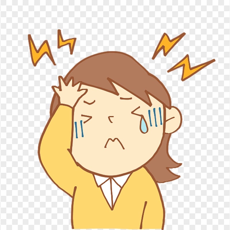 Little Cute Girl Pain Feels Sick Headache Cartoon | Citypng