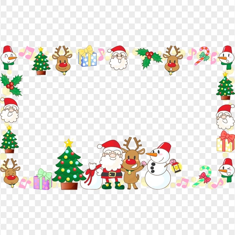 Cartoon Snowman And Snowflakes Card Frame HD PNG | Citypng