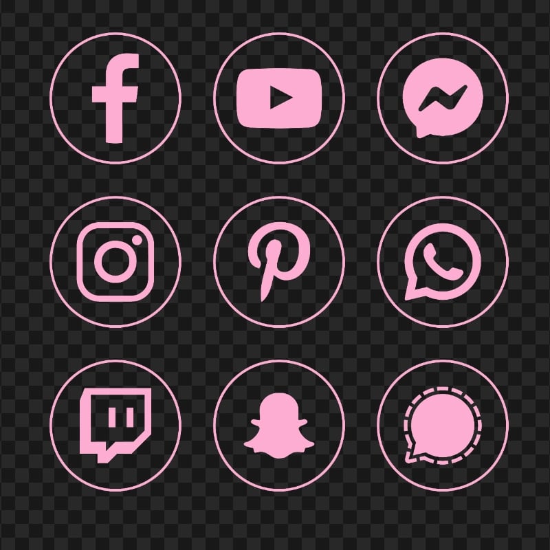 HD Social Media Light Pink Outline Round Icons PNG | Citypng