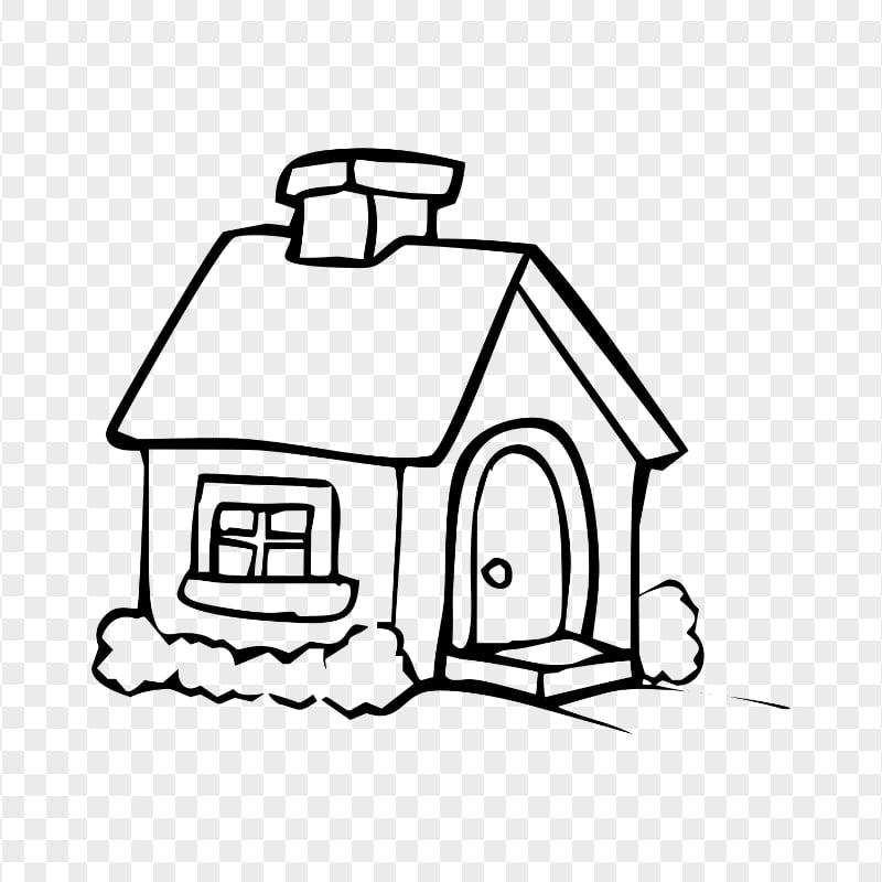 Cartoon Black Outline House PNG Image | Citypng