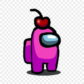 HD Pink Among Us Mini Crewmate Baby With Cherry Hat PNG | Citypng