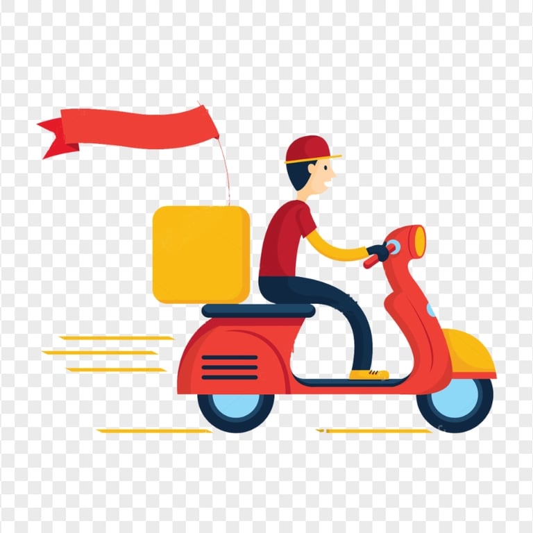 PNG Vector Scooter Delivery Cartoon Illustration | Citypng