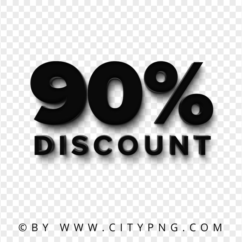 Transparent Black 90 Percent Discount Text Logo Sign | Citypng