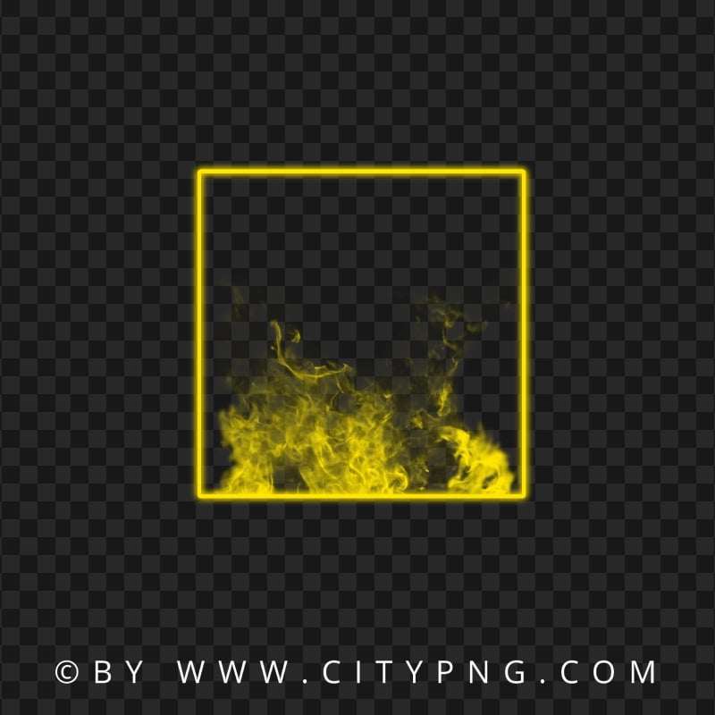 HD Neon Yellow Square Frame With Smoke PNG | Citypng