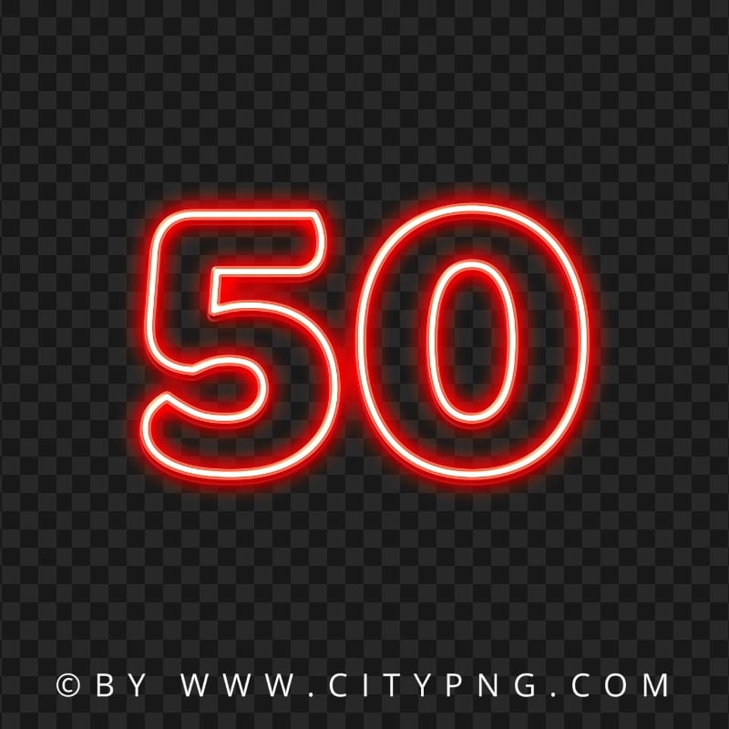50 Text Number Red Neon Light HD PNG | Citypng