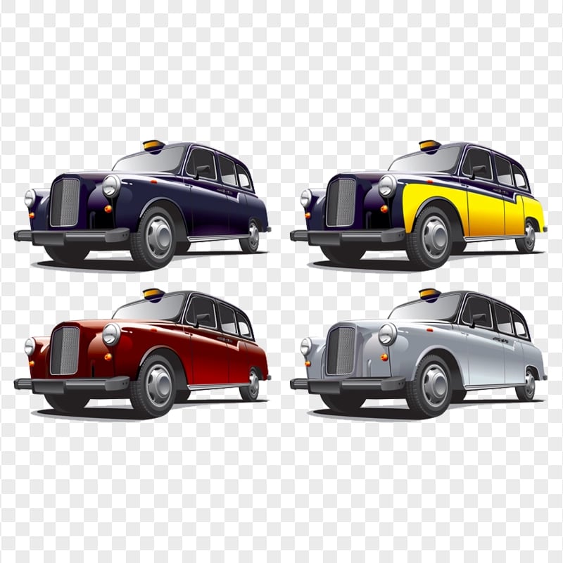 Set Of Four London Taxi Cab Cars PNG | Citypng
