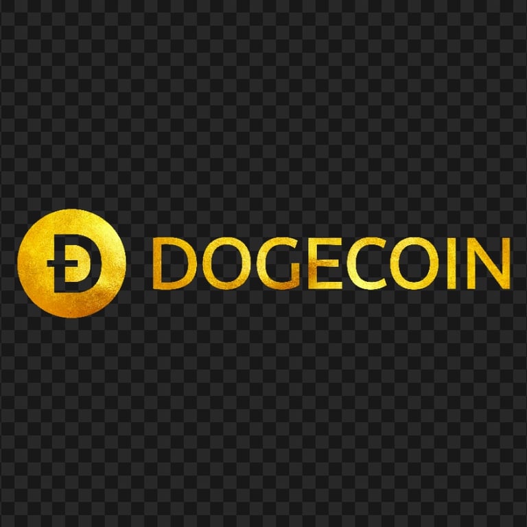 HD Dogecoin Golden Text Logo PNG | Citypng