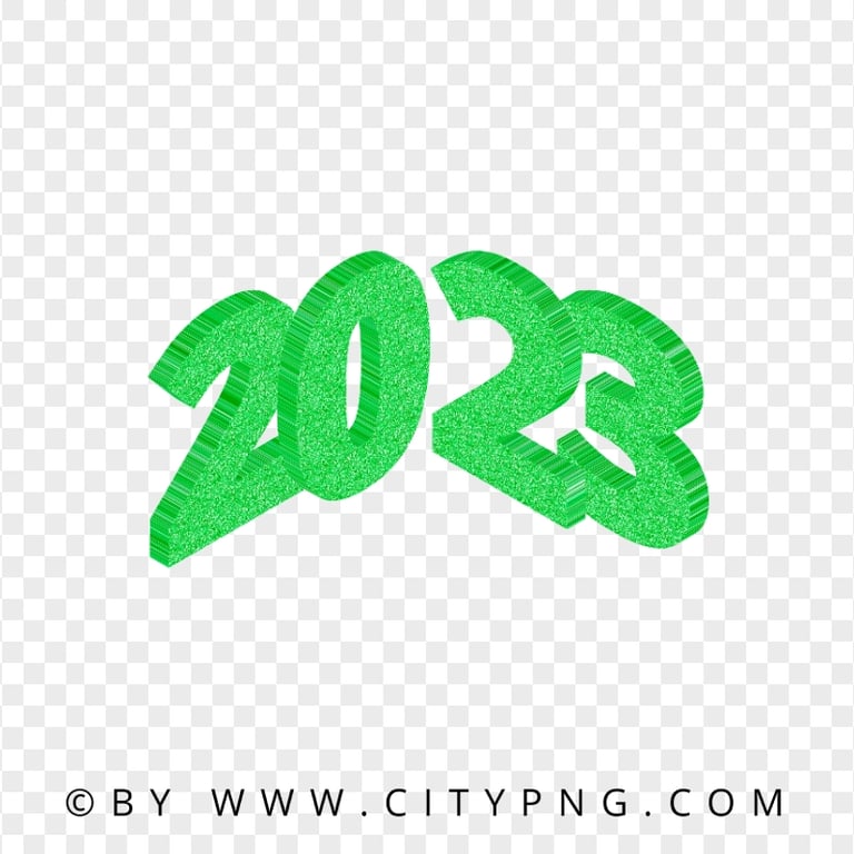PNG 2023 Green Glitter 3D New Year Text Logo | Citypng