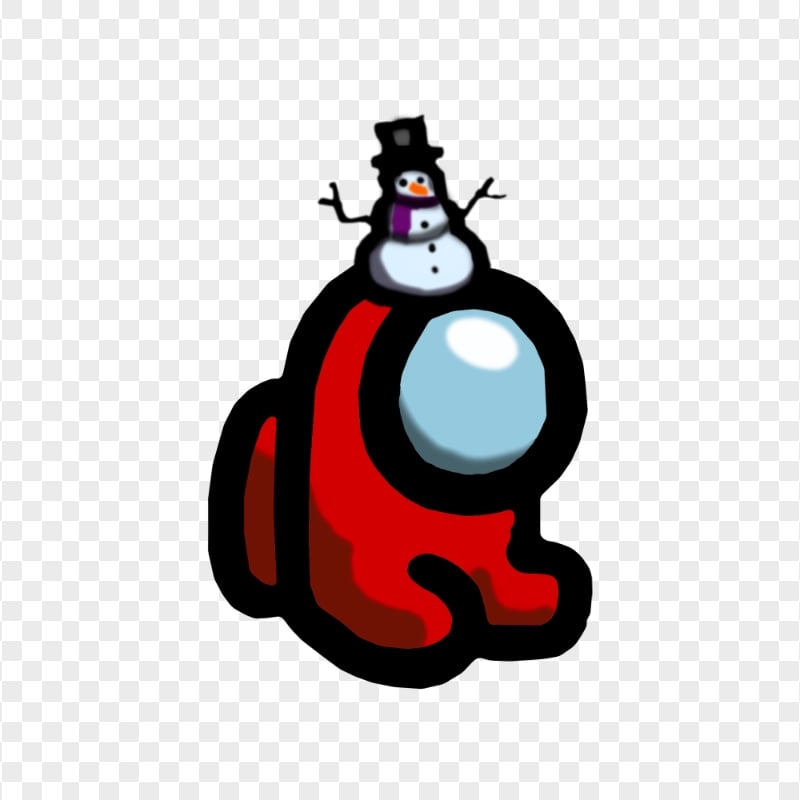 HD Red Among Us Mini Crewmate Baby With Snowman Hat PNG | Citypng